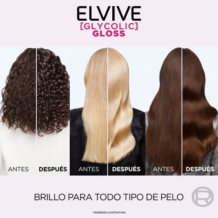 Gama de productos Elvive Cuidado del cabello Glycolic Gloss Tratamiento ...